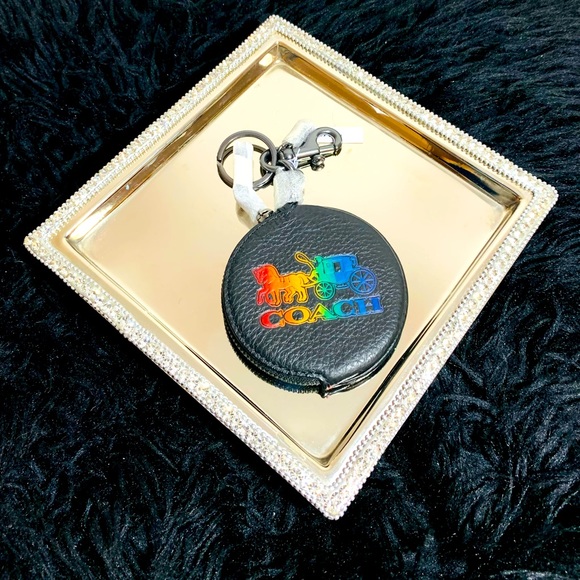 Coach | Accessories | Coach Rainbow Circular Coin Pouch And Key Ring ...